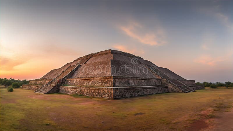 Beautiful Mayan Pyramid Complex at Sunset with Dramatic Sky Stock ...