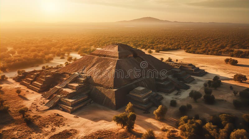 Beautiful Mayan Pyramid Complex at Sunset with Dramatic Sky Stock ...