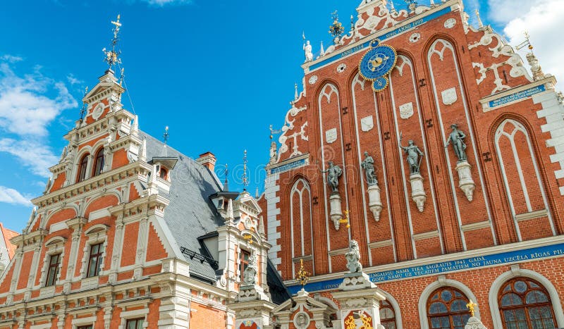 Beautiful Medieval Buildings of Riga, Latvia Stock Photo - Image of ...