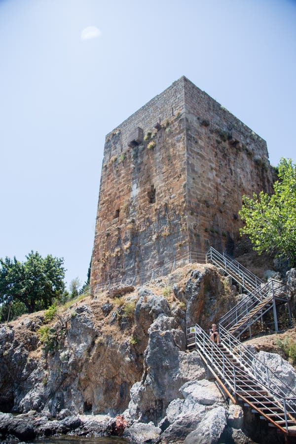 Beautiful Medieval Castle and Moat at Sunrise with Mist Over Moat Stock ...