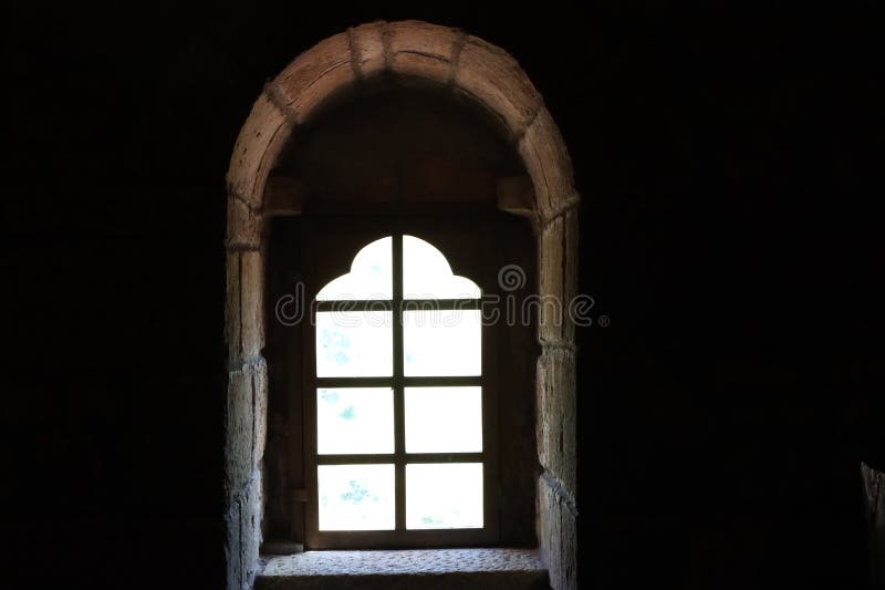 Beautiful Medieval Fortress Castle Window Against Light Stock Photos ...
