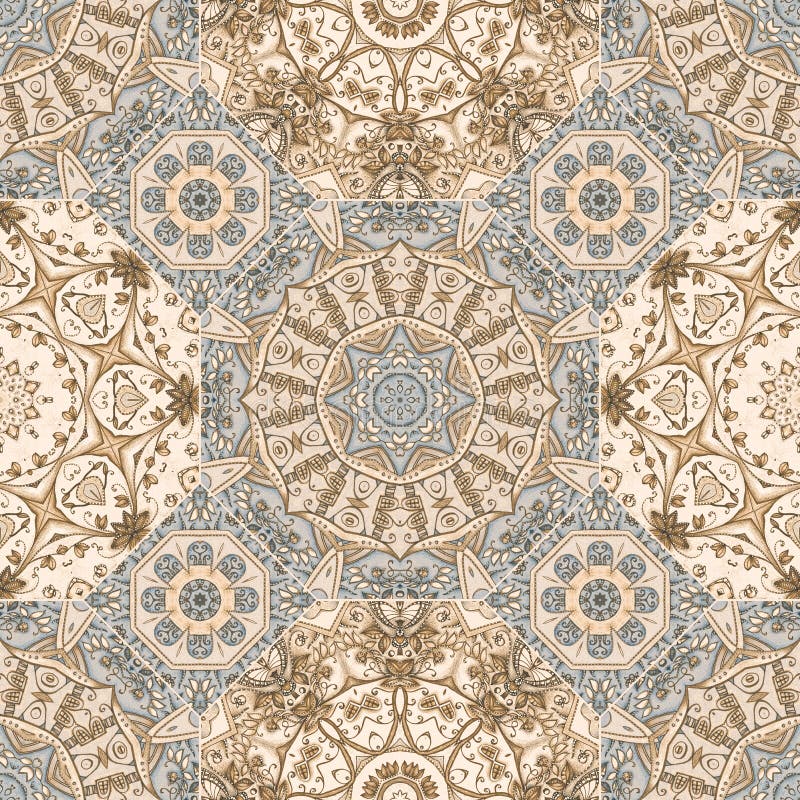 Beautiful Mediterranean Pattern of Octagonal and Square Ceramic Tiles in Light Blue and Beige ...