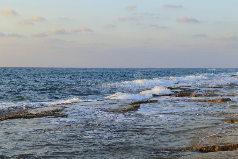 Beautiful Mediterranean Sea Landscape with Golden Hour Light. Stock ...