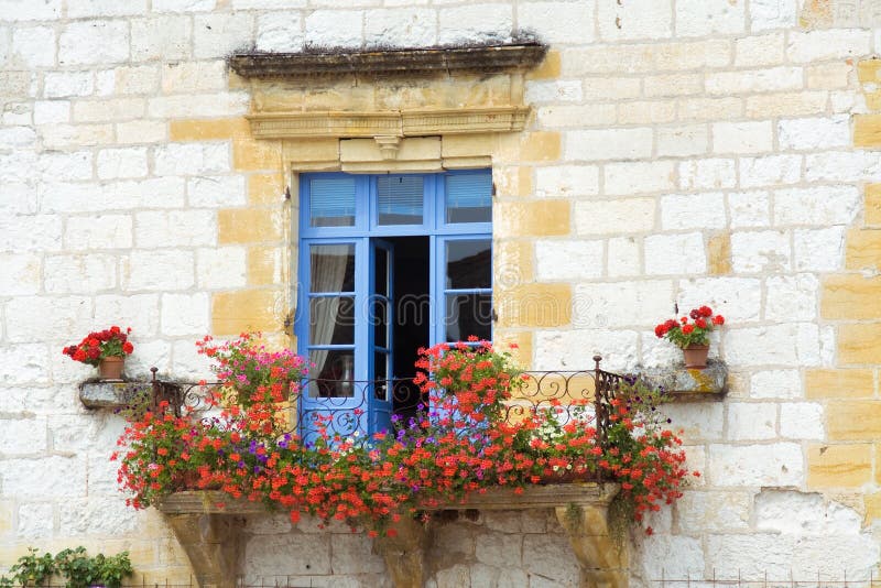 Mediterranean window boxes stock photo. Image of flower - 15787072
