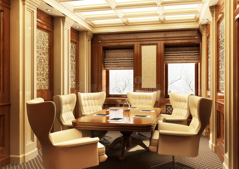 Beautiful Meeting Room in Classic Style Stock Image - Image of company ...