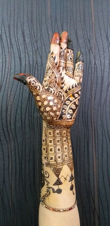 Beautiful Mehedi Design on Female Hand with Black Background Stock ...