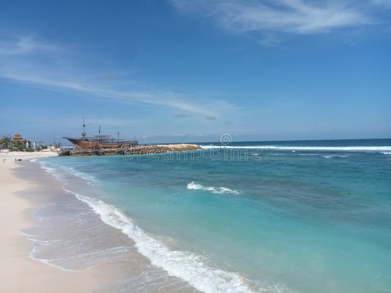 Beautiful Melasti Beach Bali Stock Image - Image of ship, calm: 265443649