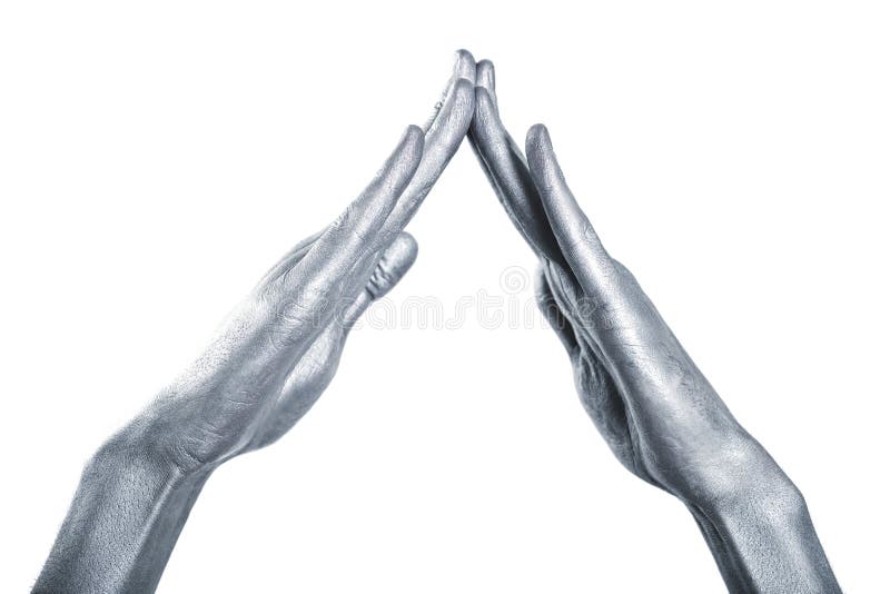 Beautiful Men Metal Hands with Long Fingers Stock Photo - Image of ...