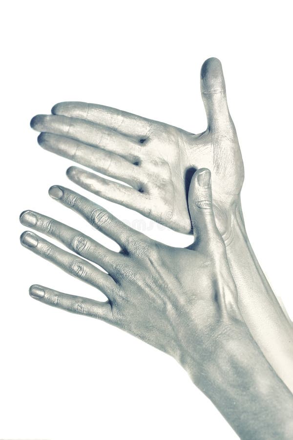 Beautiful Men Metal Hands with Long Fingers Stock Photo - Image of ...