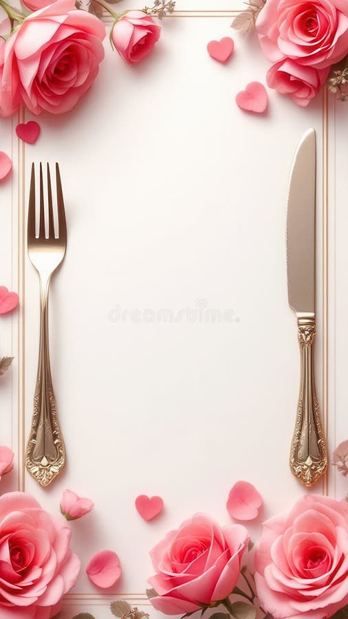 Beautiful Menu Card with Roses Stock Illustration - Illustration of ...