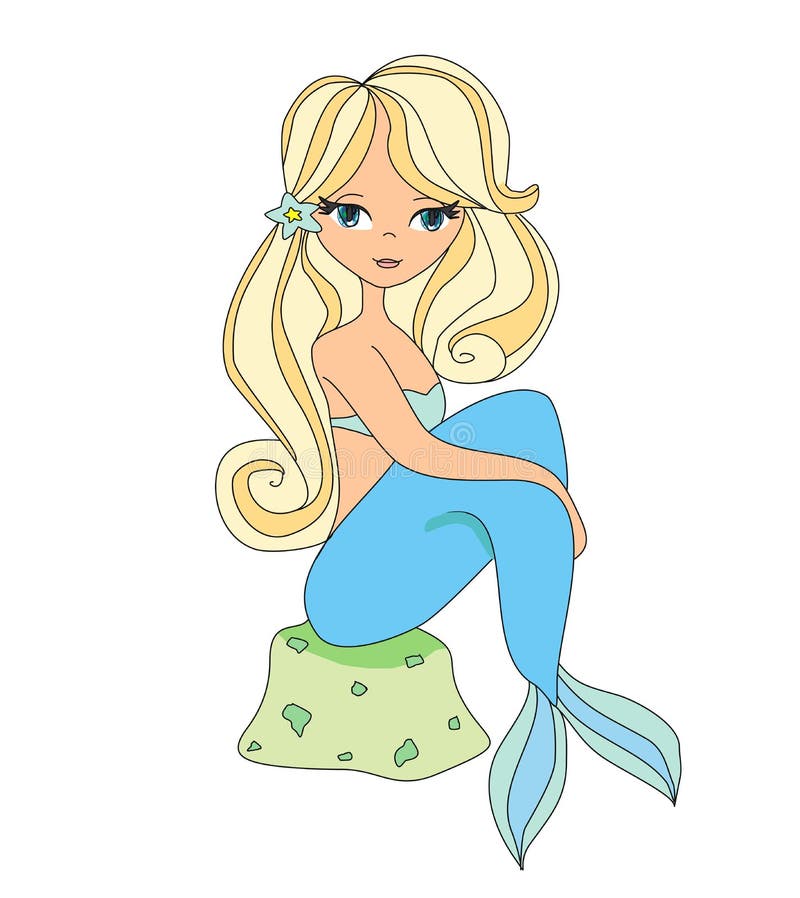 Beautiful Mermaid - Doodle Isolated Illustration Stock Vector ...