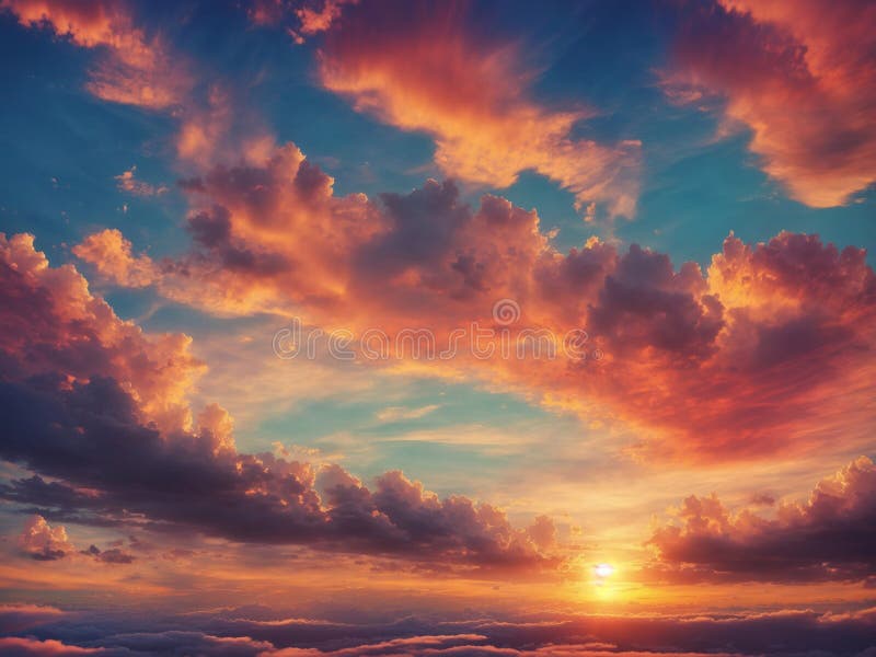 Beautiful Mesmerizing Sunset Sky Background - Ai Image Stock ...