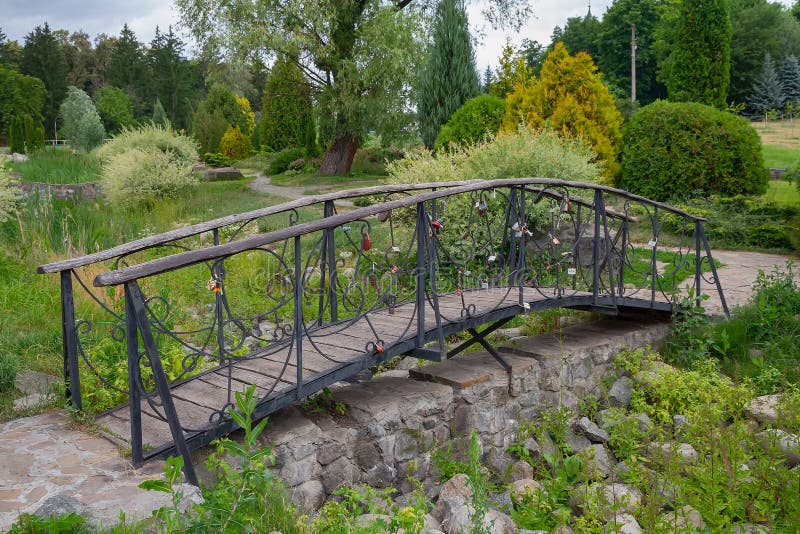 Beautiful Metal Forged Bridge in a Park Stock Photo - Image of country ...