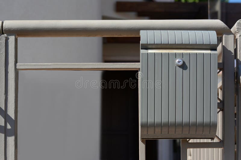 Beautiful Metal Letter Box with Plate on Gate Outdoors Stock Photo ...