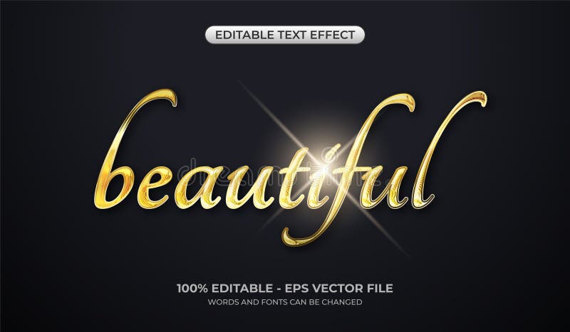 Beautiful Metallic Text Effect. Editable Shiny Gold Text Effect Stock ...