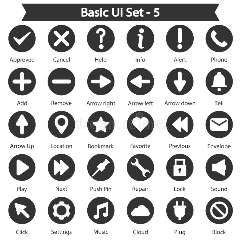 Basic Ui Icon Set - Blue Series Stock Vector - Illustration of document ...