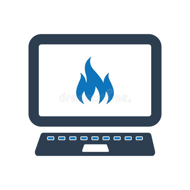 Computer Screen Fire Icon. Flaming Fire Icon. Stock Vector ...