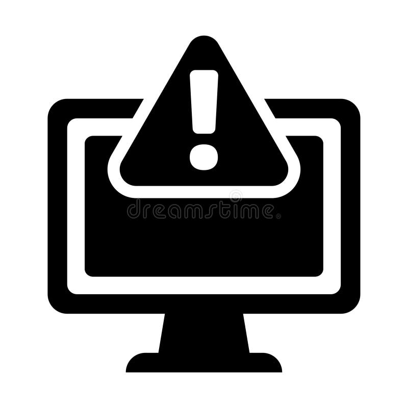 Computer Warning Icon stock illustration. Illustration of monitor ...