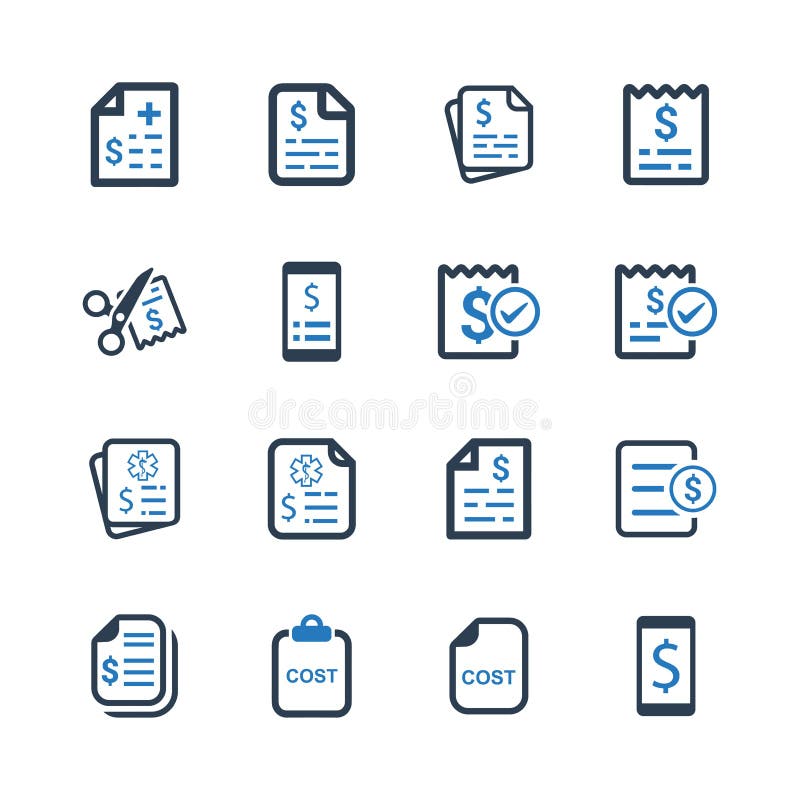 Cost Icons Blue Version stock vector. Illustration of cost - 121559964