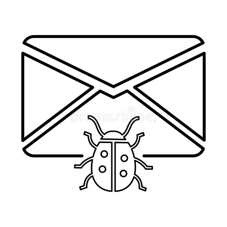 Email Bug Icon in Outline Style Stock Vector - Illustration of envelope ...