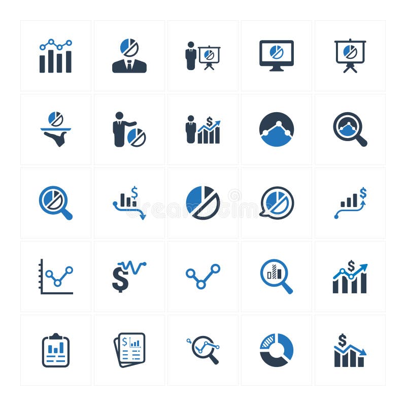 Graph and Diagram Icons_ Blue Version Set 1 Stock Vector - Illustration ...