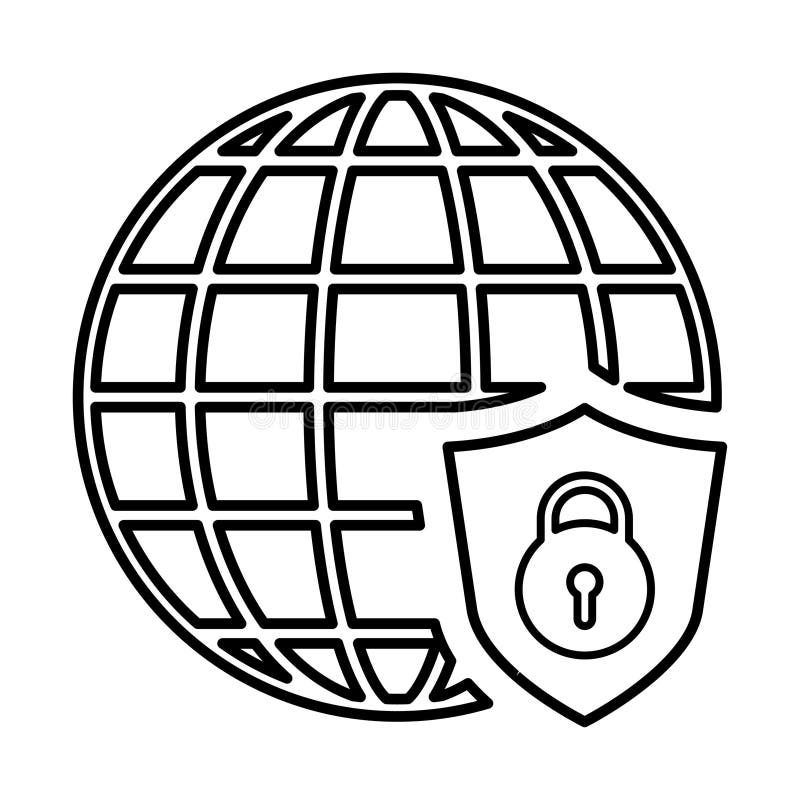 Internet Security Icon in Outline Style Stock Vector - Illustration of bangladesh, protect ...