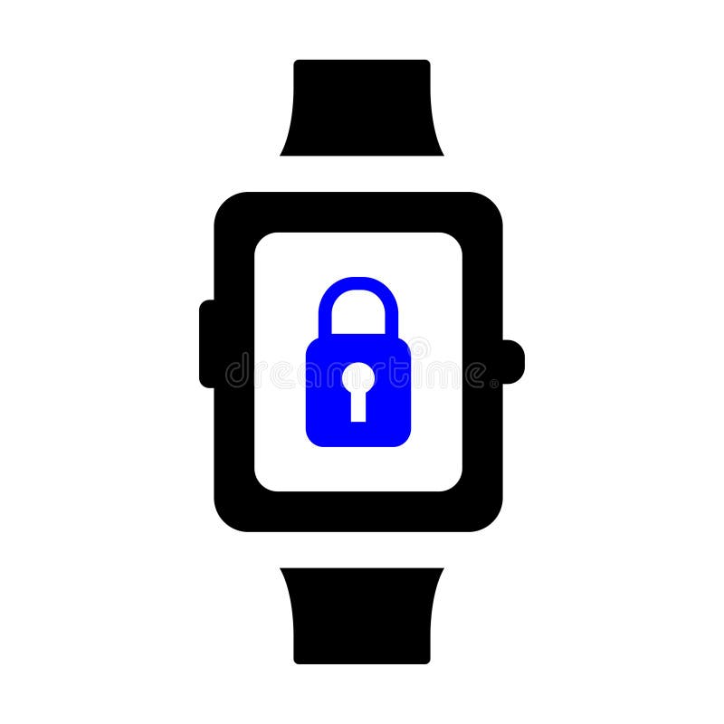 Lock smart watch icon stock vector. Illustration of clock - 243633564