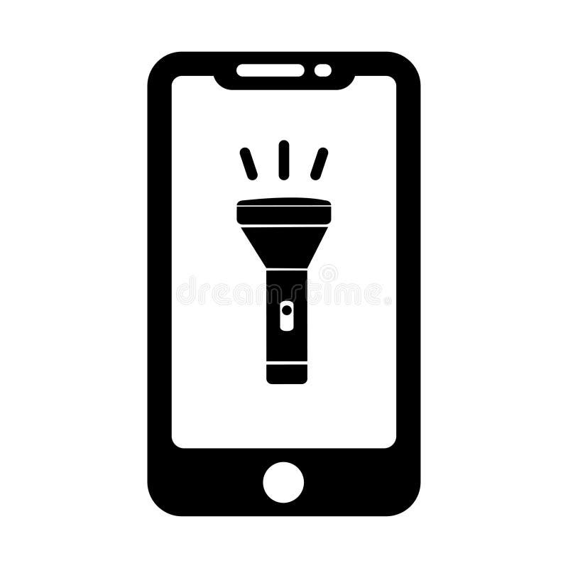 Mobile Flashlight Flat White Icons in Square Backgrounds Stock Vector ...
