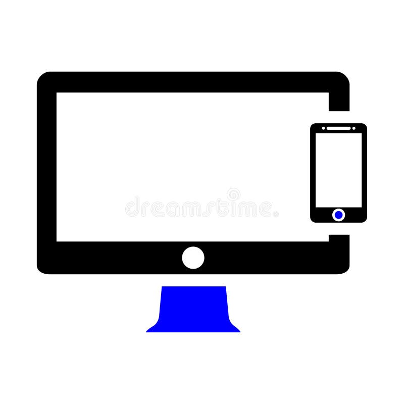Mobile Phone and Computer Screen Icon Stock Vector - Illustration of ...