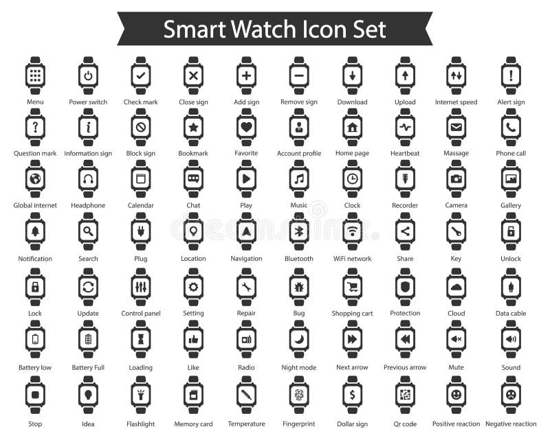 Smart Watch Icon Set stock vector. Illustration of control - 226630532