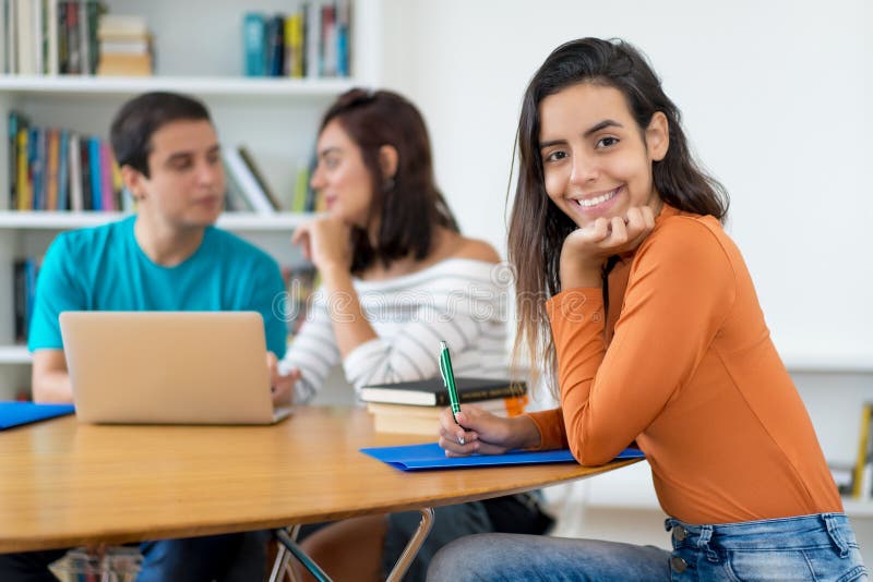 Beautiful Mexican Female Student with Group of Multiethnic Students ...