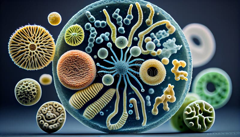 Beautiful Microworld, Close-up View of Microorganisms, Generative Ai ...