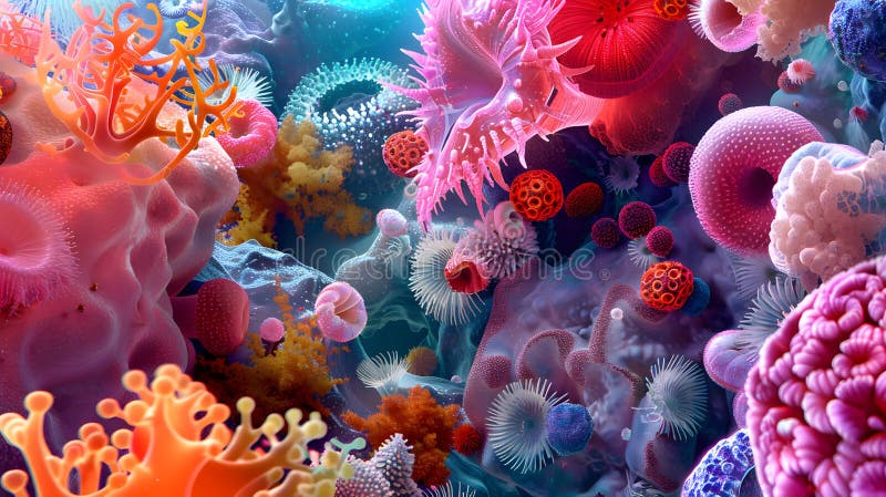 Beautiful Microworld, Microbes of Different Shapes and Color, 3D ...