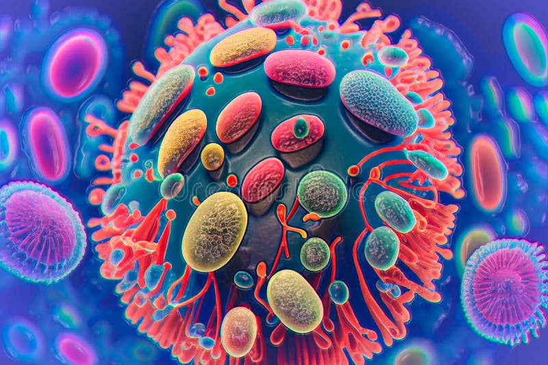 Beautiful Microworld, Microbes of Different Shapes, Illustration Stock ...