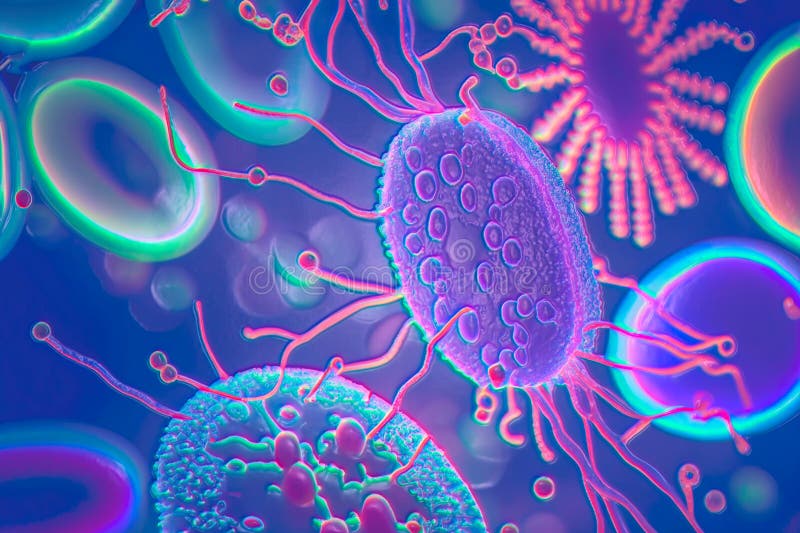 Beautiful Microworld, Microbes of Different Shapes, Illustration Stock ...