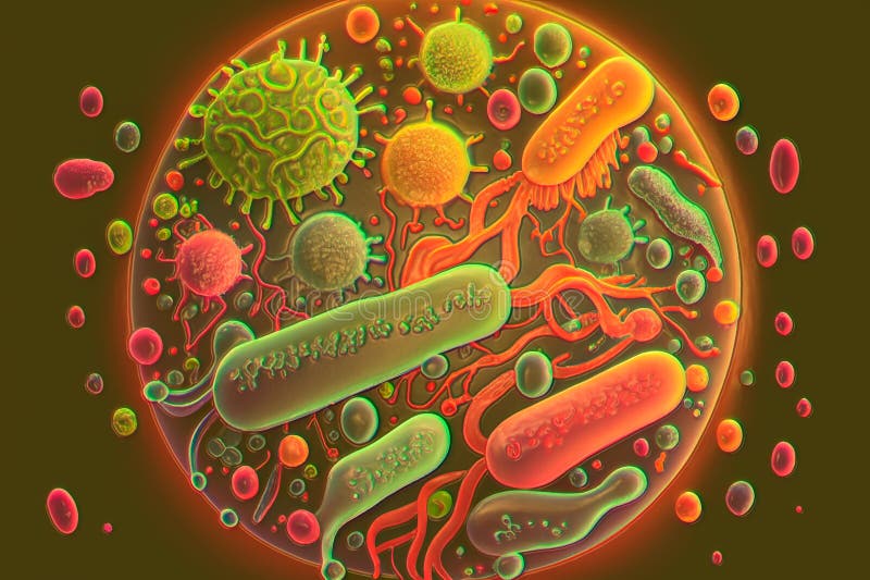 Beautiful Microworld, Microbes of Different Shapes, Illustration Stock ...
