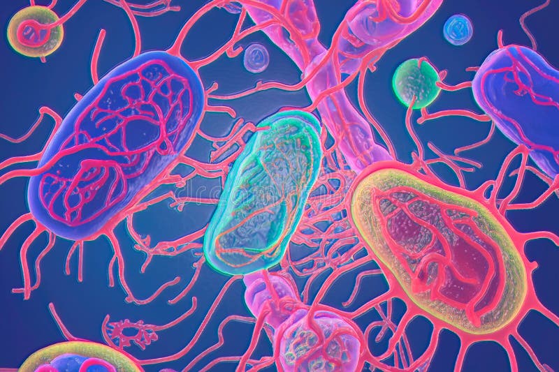 Microworld Microbes of Different Shapes in Style Biology. Stock ...