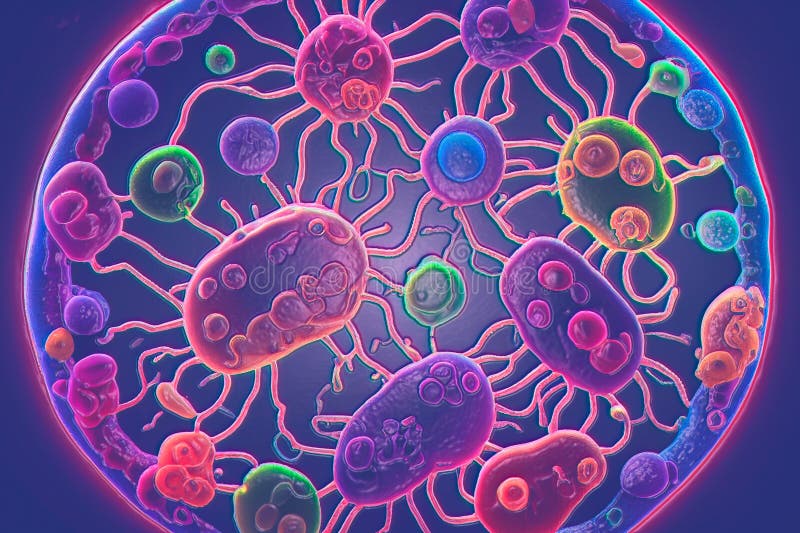 Beautiful Microworld, Microbes of Different Shapes, Illustration Stock ...