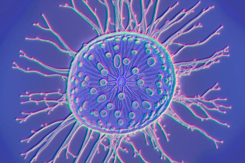 Microworld Microbes of Different Shapes in Style Biology. Stock ...