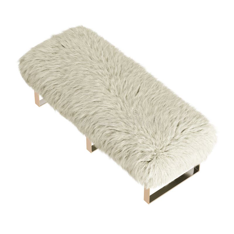 Beautiful Milk Fluffy Bench Made of Wool on an Isolated Background. 3D ...