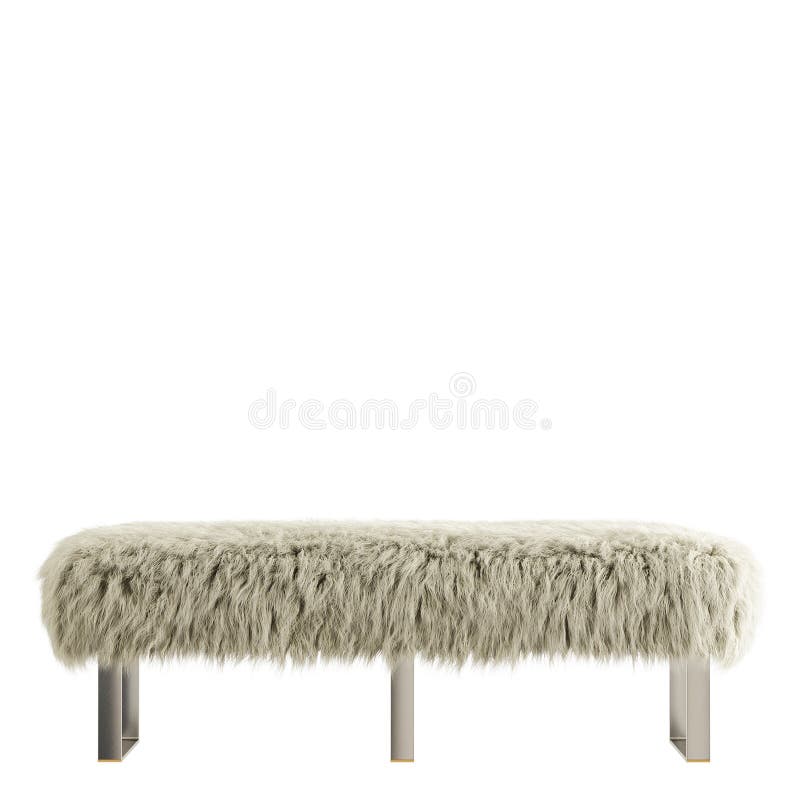 Beautiful Milk Fluffy Bench Made of Wool on an Isolated Background. 3D ...