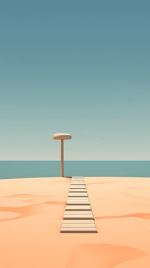 Beautiful Minimal Beach Scene Stock Illustration - Illustration of ...