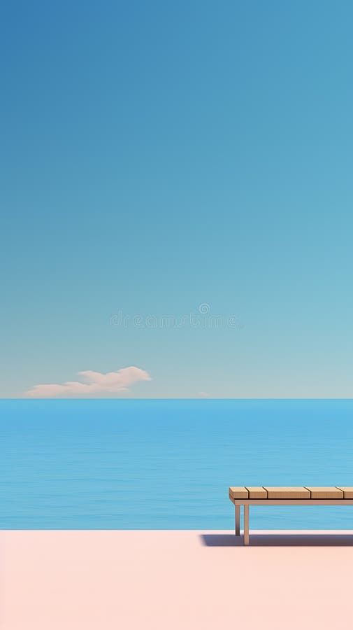 Beautiful Minimal Beach Scene Stock Illustration - Illustration of blue ...