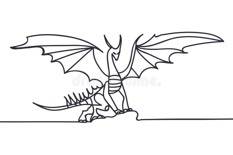 Line Art Dragon stock illustration. Illustration of cute - 2360085