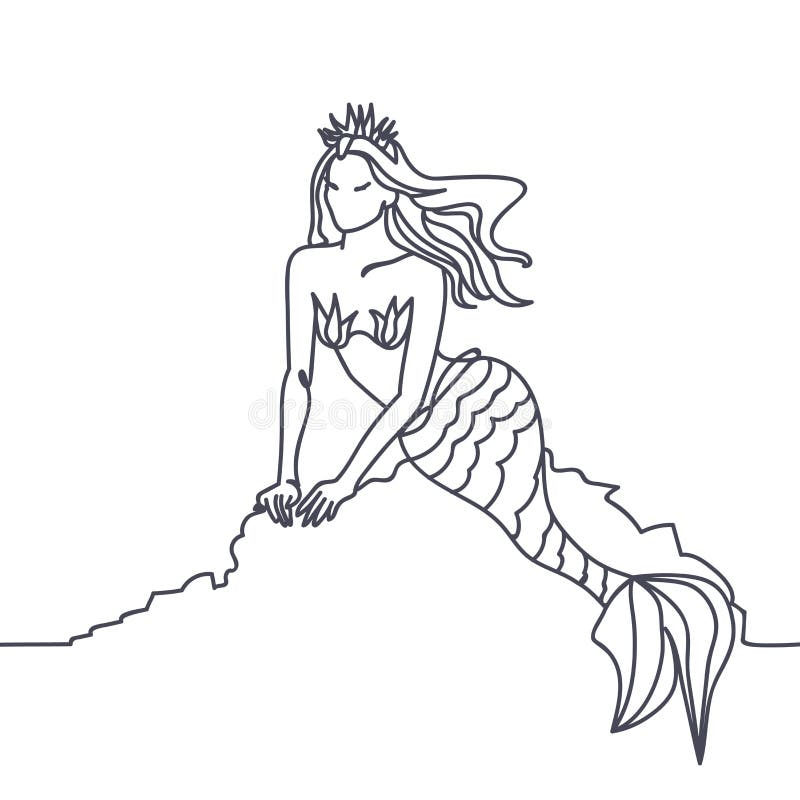 Mermaid Single Line Stock Illustrations – 40 Mermaid Single Line Stock ...