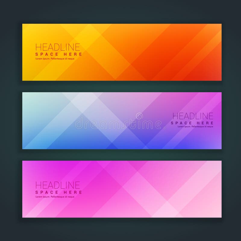 Beautiful Minimal Set of Banners in Three Different Colors Stock Vector ...