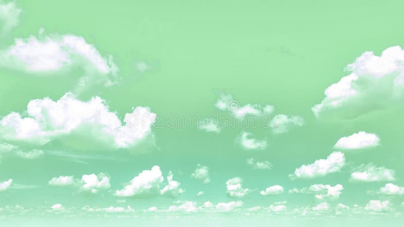 Mint Colored Sky Background with White Clouds Stock Photo - Image of ...