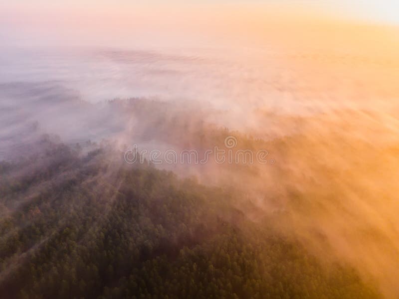 Beautiful Misty Dawn. Flying Above the Clouds, Drone Video Stock Photo ...