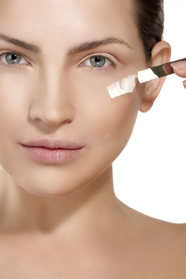 Beautiful Model Applying Foundation with a Brush Stock Image - Image of ...