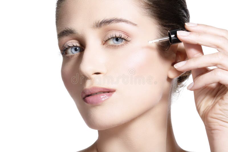 Face Skin Care. Woman Receiving Serum Treatment in Beauty Salon Stock ...